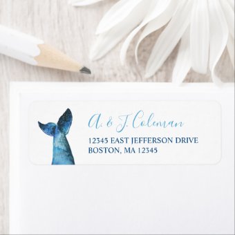 Watercolor Blue Whale Tale Label | Zazzle