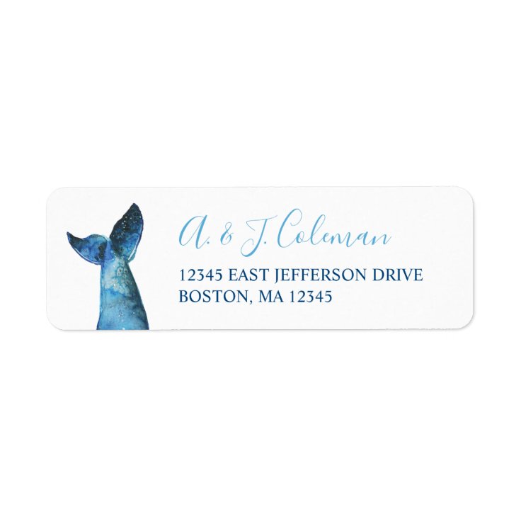 Watercolor Blue Whale Tale Label | Zazzle