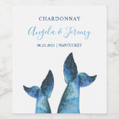 Watercolor Blue Whale Tales Wine Label | Zazzle