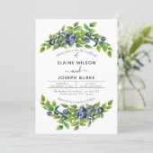 watercolor blueberries blue botanical wedding invitation | Zazzle