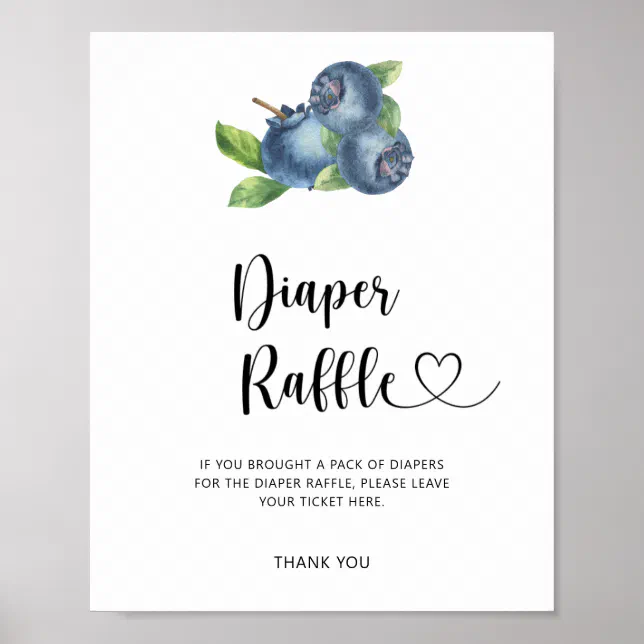 Watercolor blueberry - diaper raffle poster | Zazzle
