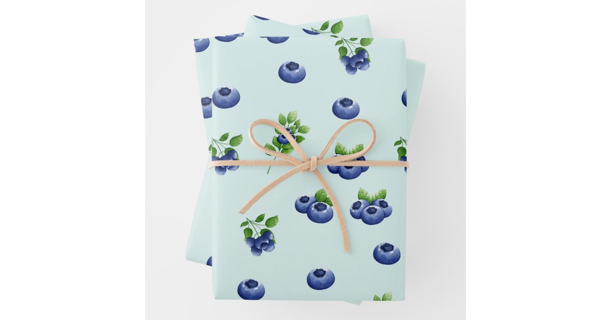 Watercolor Blueberry Fruit Wrapping Paper Sheets | Zazzle