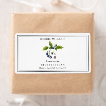 Watercolor Blueberry Jam Rectangular Label | Zazzle