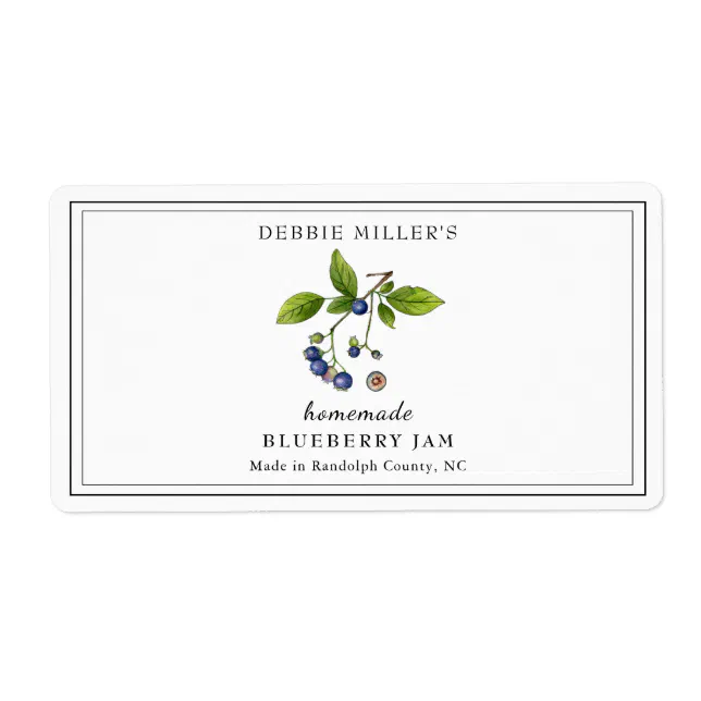 Watercolor Blueberry Jam Rectangular Label | Zazzle