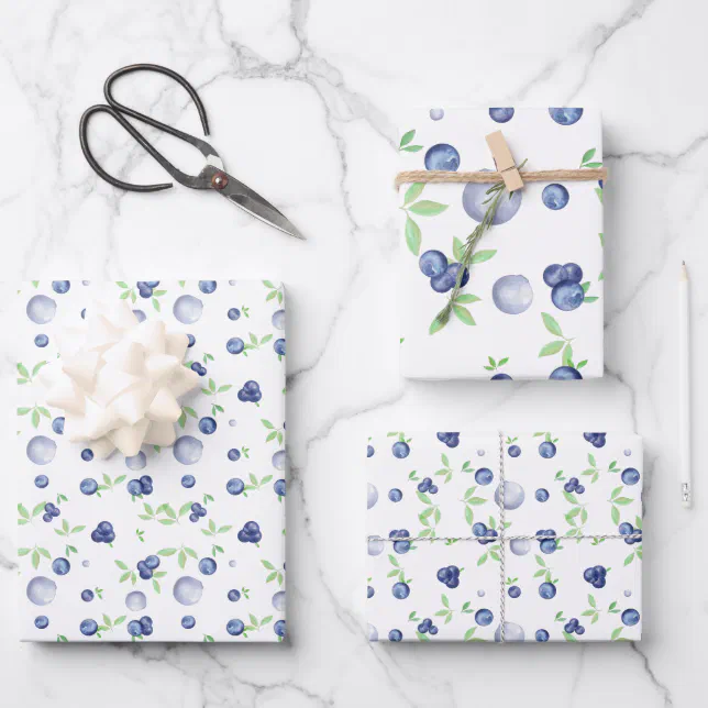 Watercolor Blueberry Wrapping Paper Sheets | Zazzle