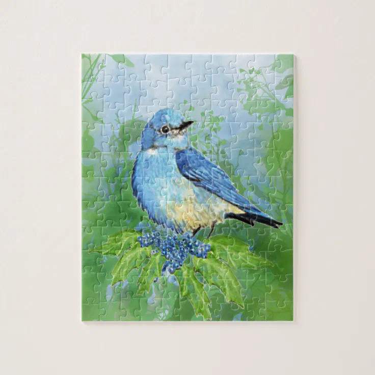 Watercolor Bluebird Bird Nature Art Jigsaw Puzzle | Zazzle