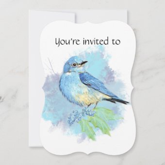 Watercolor Bluebird Garden Bird Art Invitation | Zazzle
