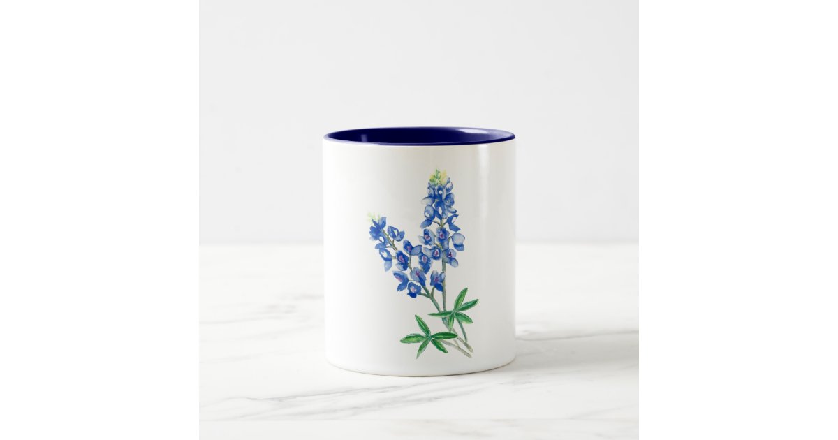Watercolor Bluebonnets Two-Tone Coffee Mug | Zazzle