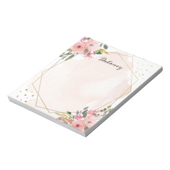 Watercolor Blush Floral Pesonalized Notepad | Zazzle