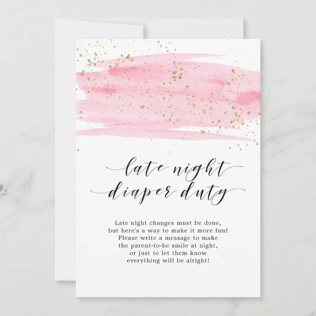 Watercolor Blush Gold Late Night Diaper Duty Sign | Zazzle