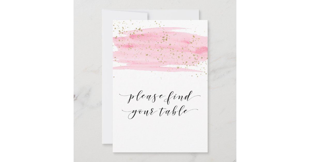 Watercolor Blush Gold Please Find Your Table Sign | Zazzle
