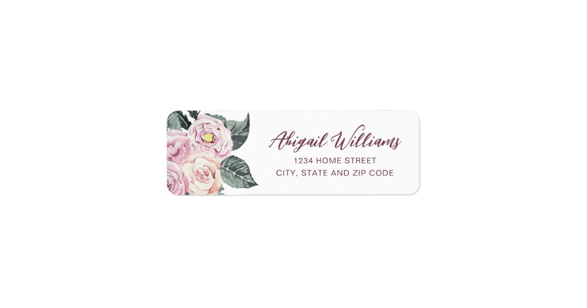 Watercolor Blush Pink Roses Return Address Label | Zazzle
