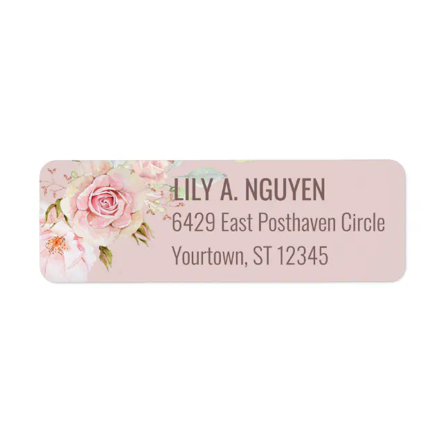 Watercolor Blush Pink Roses return address Label | Zazzle