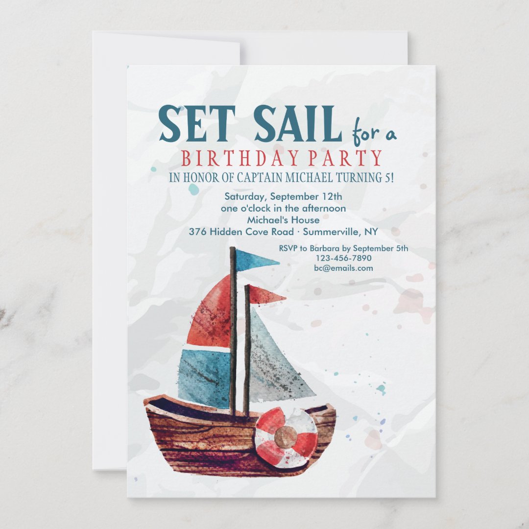 Watercolor Boat Invitation | Zazzle