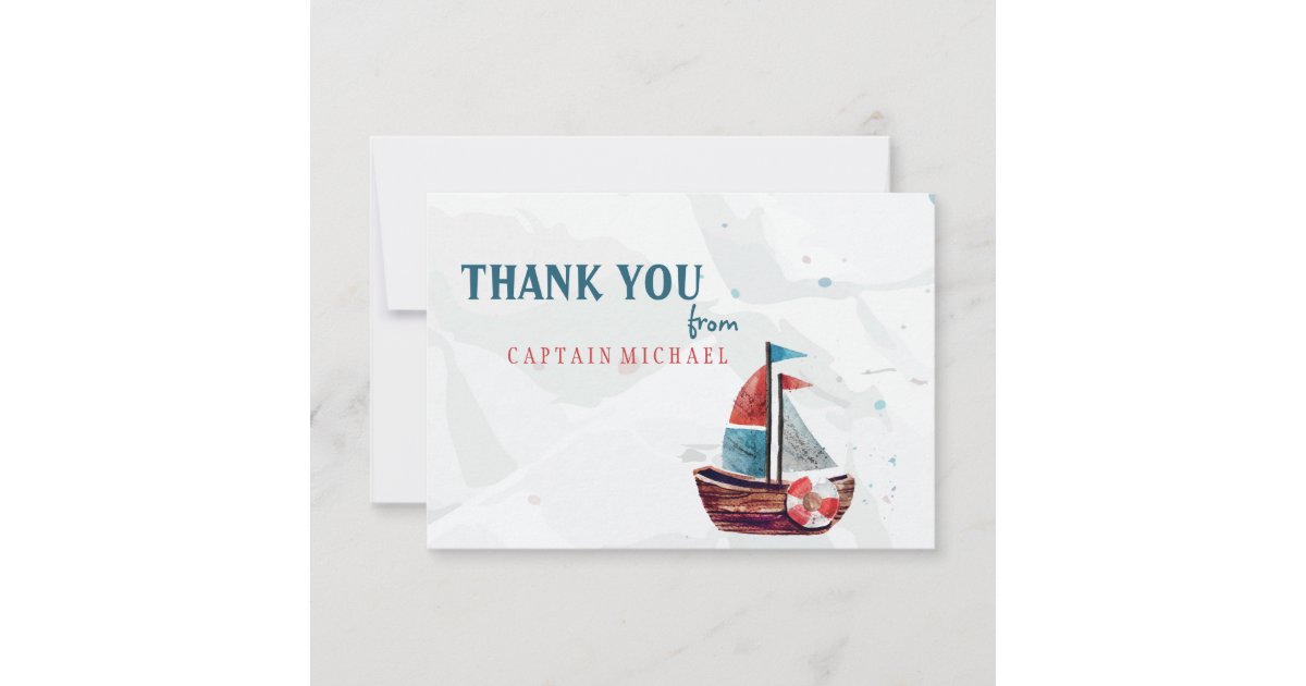 Watercolor Boat Thank You card | Zazzle