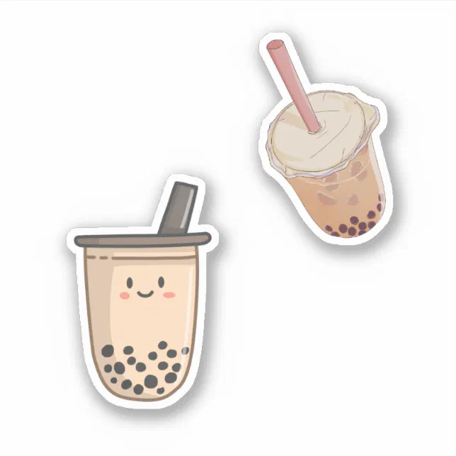 Watercolor Boba | Bubble Milk Tea Lover Sticker | Zazzle