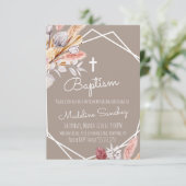 Watercolor Boho Baptism Framed Baby Dedication Invitation | Zazzle