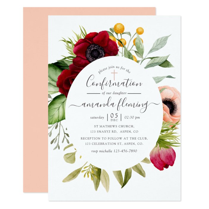 Watercolor Boho Floral Confirmation Invitation | Zazzle.com