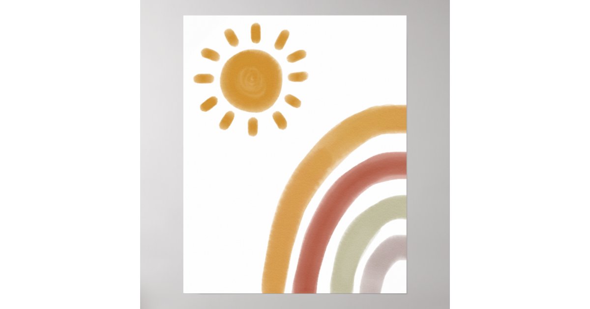 Watercolor Boho Rainbow and Sun Poster | Zazzle