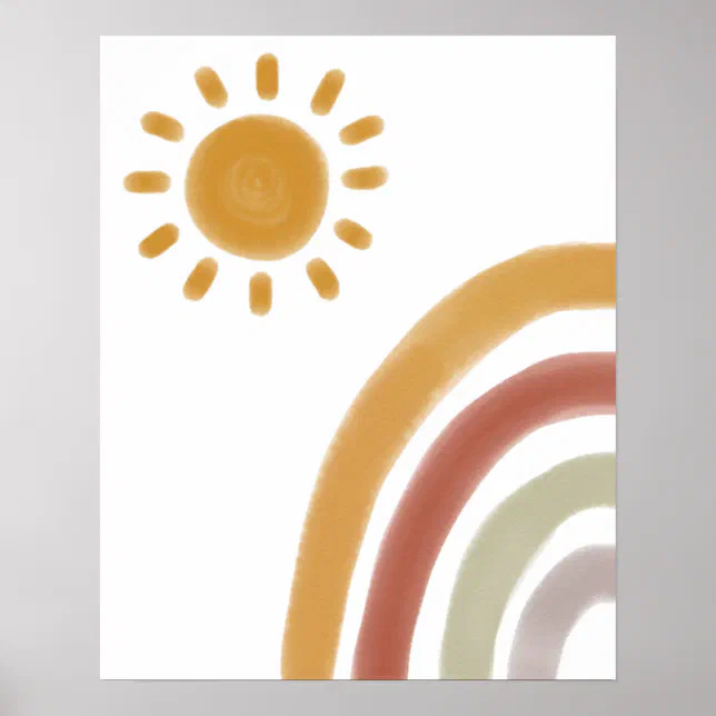 Watercolor Boho Rainbow and Sun Poster | Zazzle