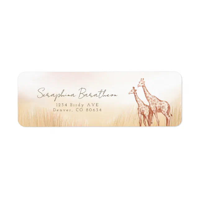 Watercolor Boho Safari Giraffe Label | Zazzle