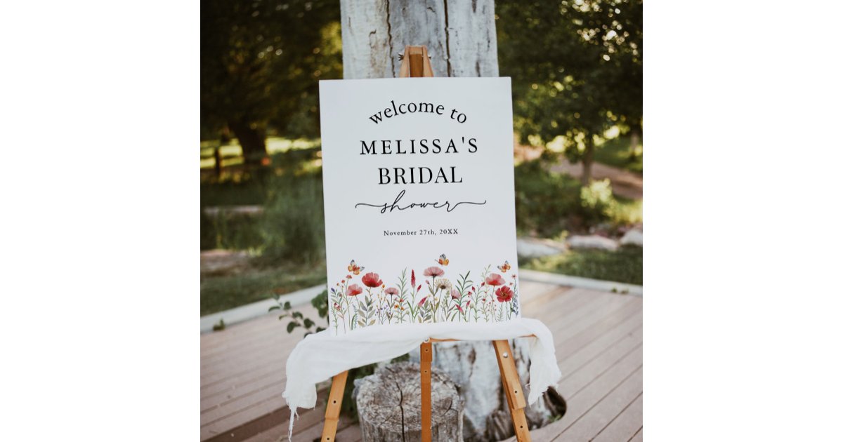 Watercolor Boho Wildflower Bridal Shower Welcome Poster | Zazzle