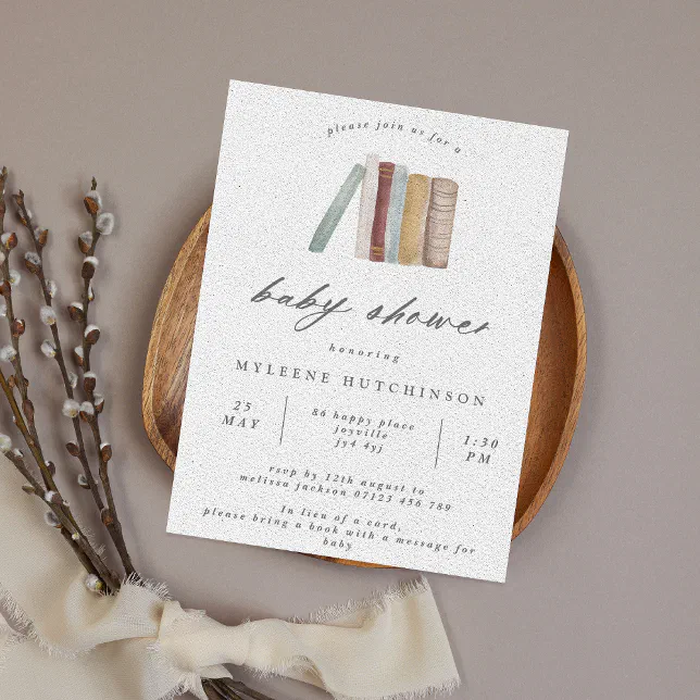 Watercolor Books Baby Shower Invitation | Zazzle