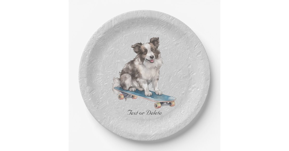 Watercolor Border Collie Paper Plate | Zazzle