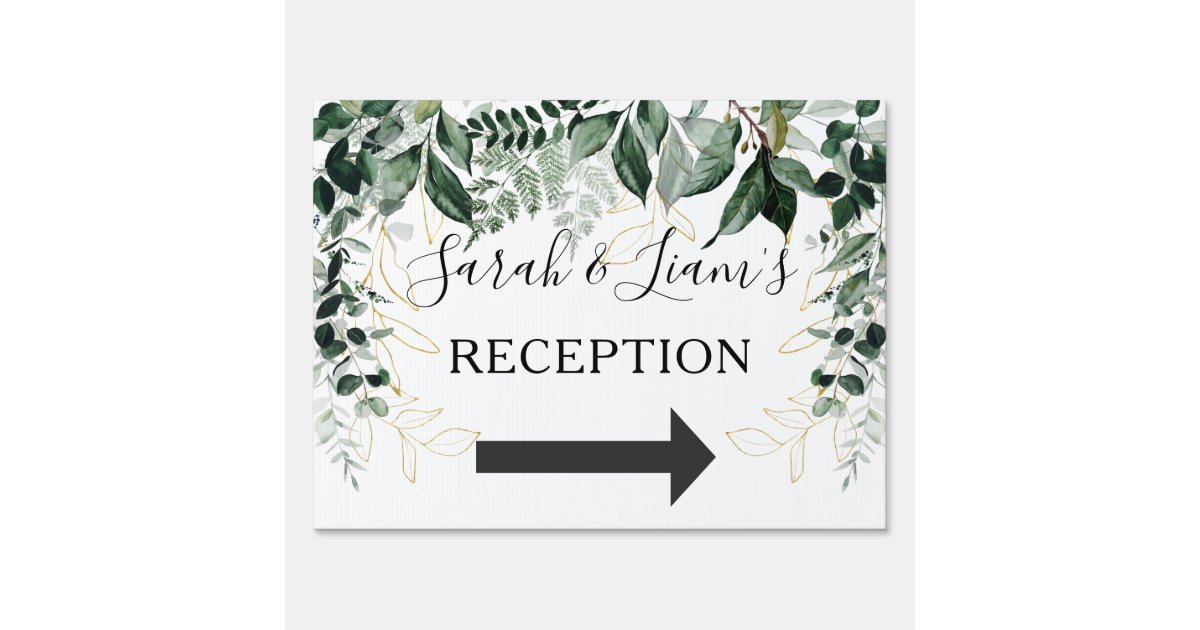 Watercolor Botanic Greenery Wedding outdoor yard Sign | Zazzle