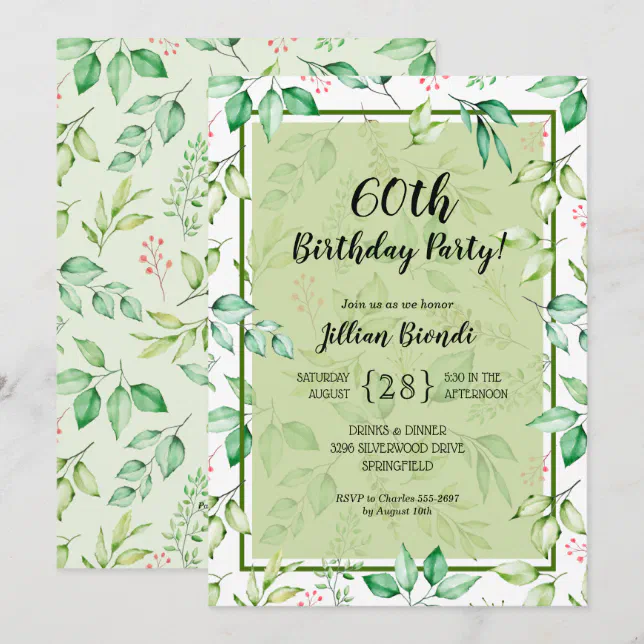 Watercolor Botanical Birthday Party Invitations | Zazzle