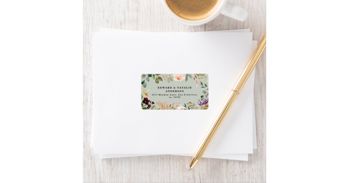 watercolor botanical floral and foliage label | Zazzle