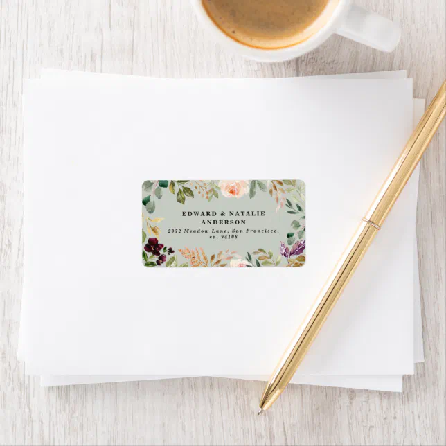 watercolor botanical floral and foliage label | Zazzle
