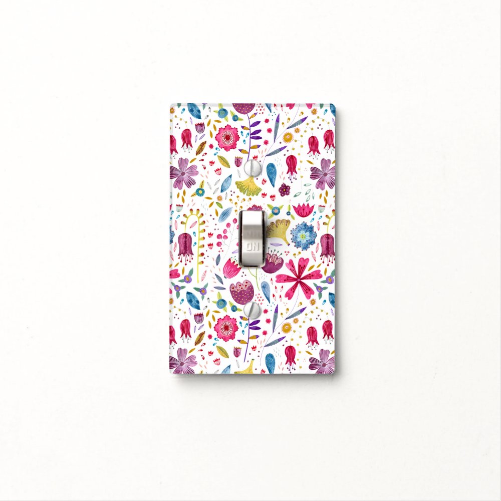 Watercolor Botanical Wildflower Light Switch Cover Single Rocker sold by Semi-Circle Lucilia ...