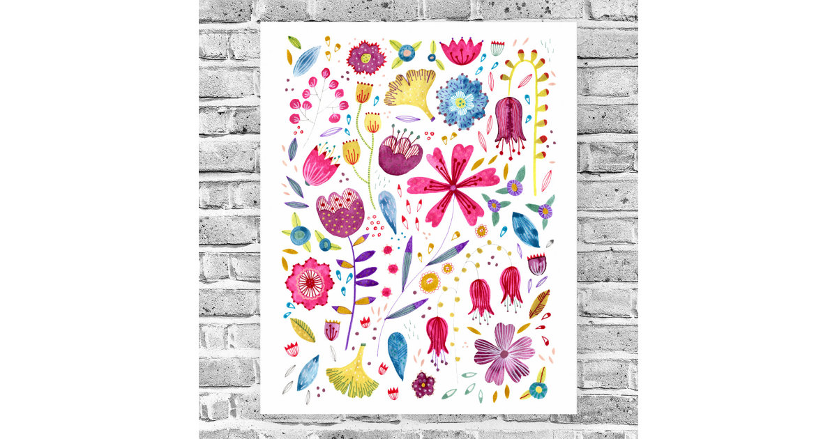 Watercolor Botanical Wildflower Poster | Zazzle