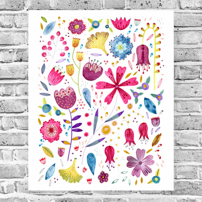 Watercolor Botanical Wildflower Poster | Zazzle