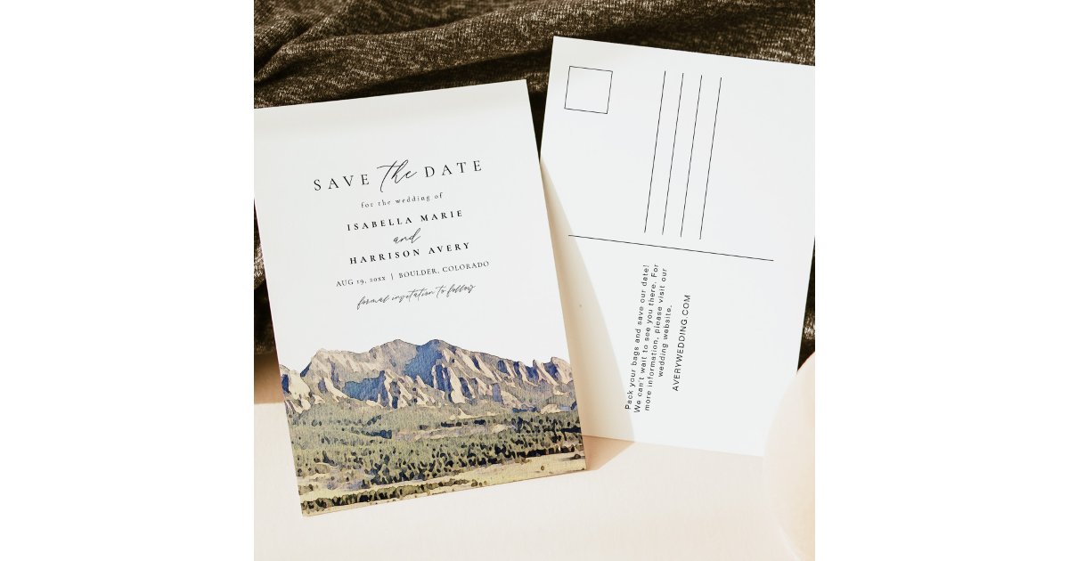 Watercolor Boulder Colorado Save the Date Postcard | Zazzle