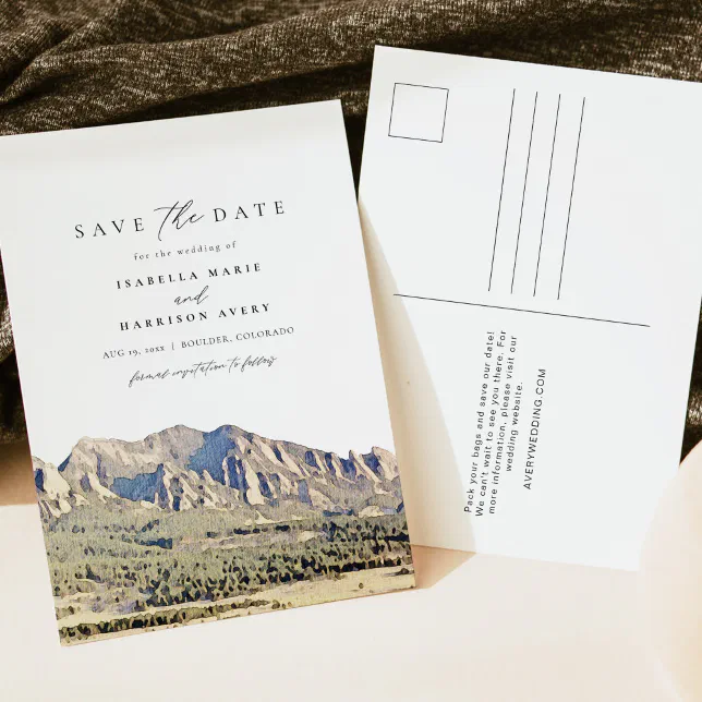 Watercolor Boulder Colorado Save the Date Postcard | Zazzle