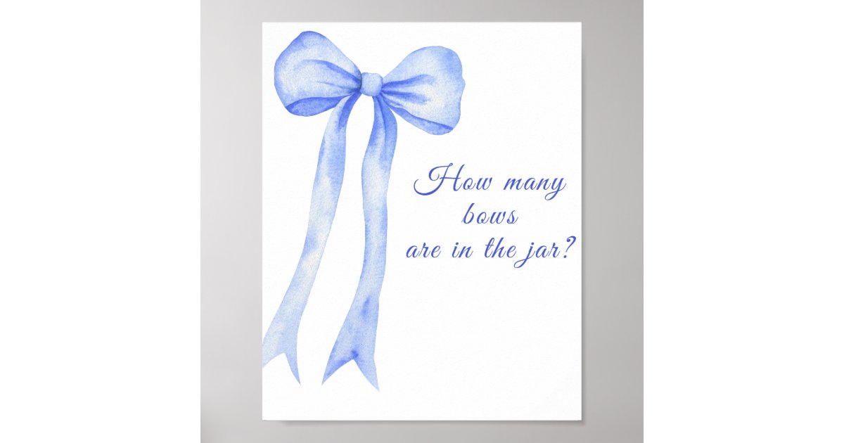 Watercolor bow - guess how many bows in jar poster | Zazzle