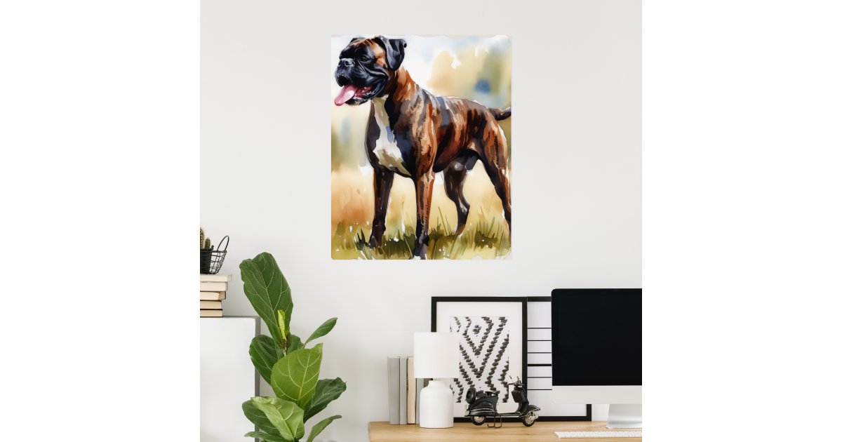 Watercolor Boxer Dog Poster | Zazzle