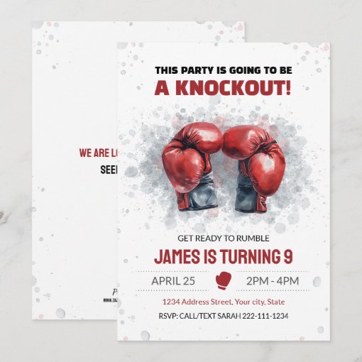 Watercolor Boxing Birthday Invitation | Zazzle