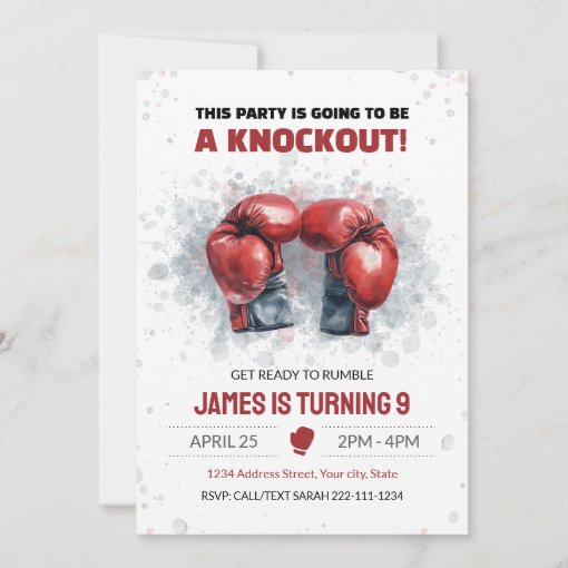 Watercolor Boxing Birthday Invitation | Zazzle