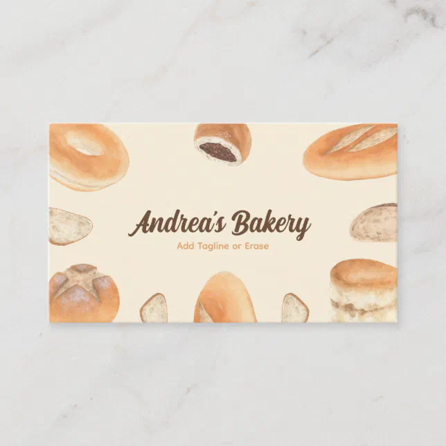 Watercolor Bread Loaves Bakery Baked Goods Baker Business Card | Zazzle