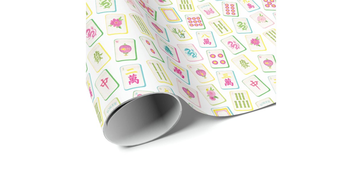 Watercolor Bright Mahjong Tiles Wrapping Paper | Zazzle