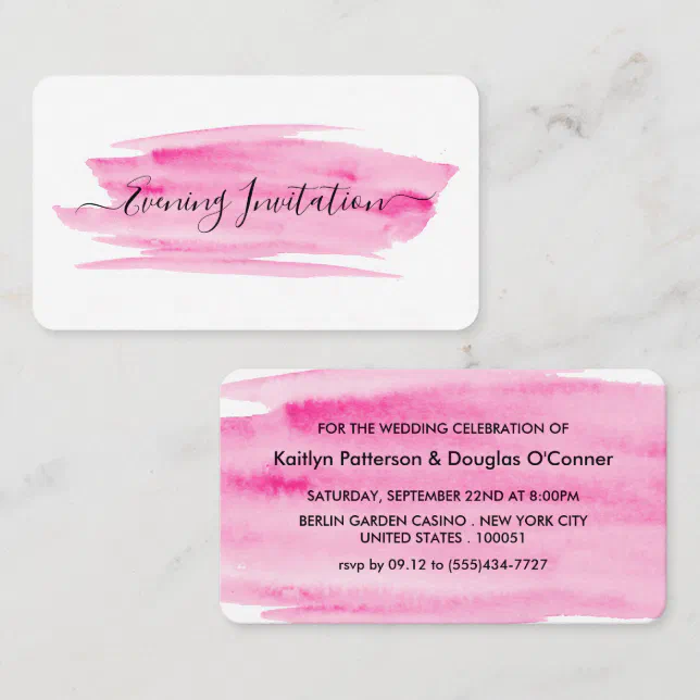 Watercolor Brushstroke Evening Event Ticket Invite | Zazzle