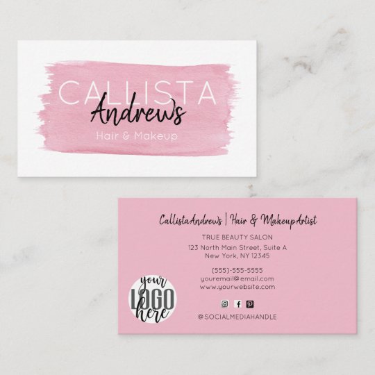 Watercolor Brushstroke Signature Script Salon Business Card | Zazzle.com