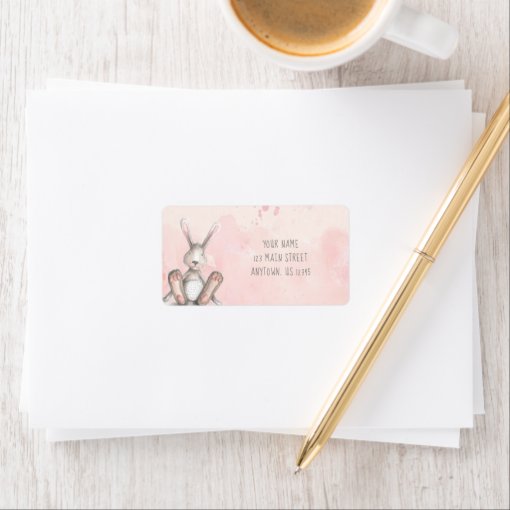 Watercolor Bunny Rabbit return address labels | Zazzle
