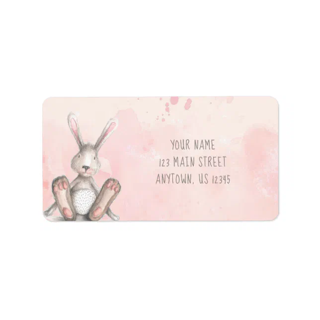 Watercolor Bunny Rabbit return address labels | Zazzle