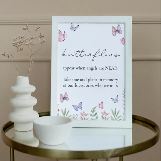 Watercolor Butterflies In Loving Memory Poster | Zazzle