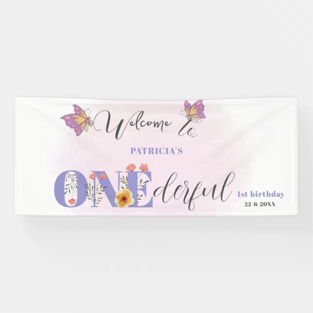 Watercolor Butterfly & Bees Baby Shower Welcome Banner | Zazzle