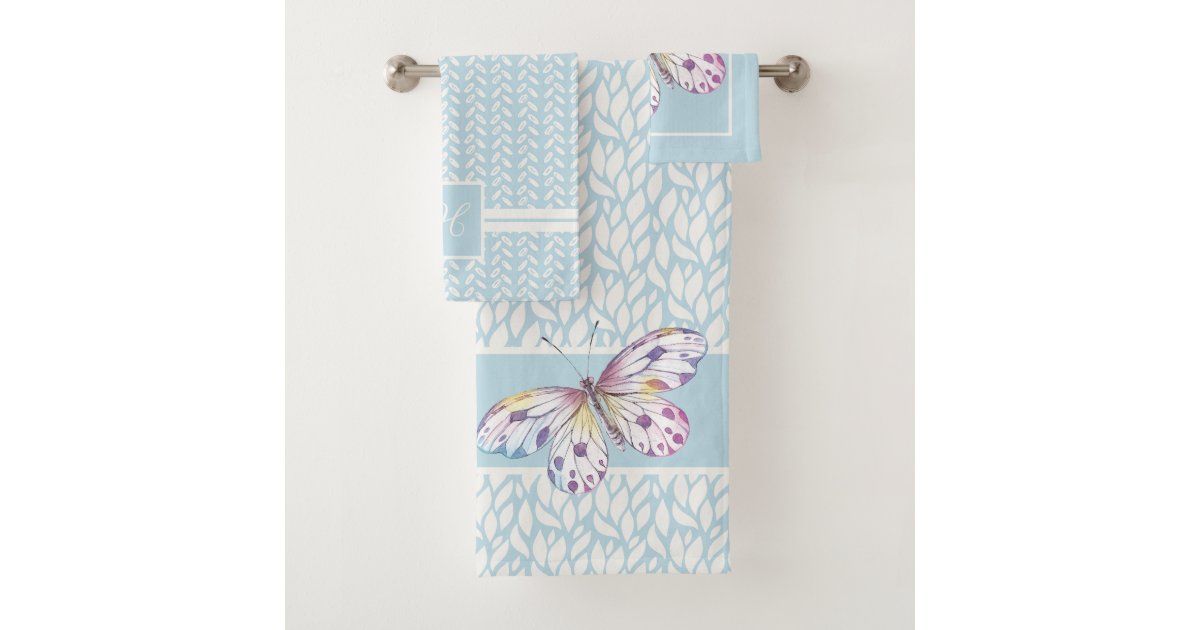 Watercolor Butterfly Blue Pattern Towel | Zazzle
